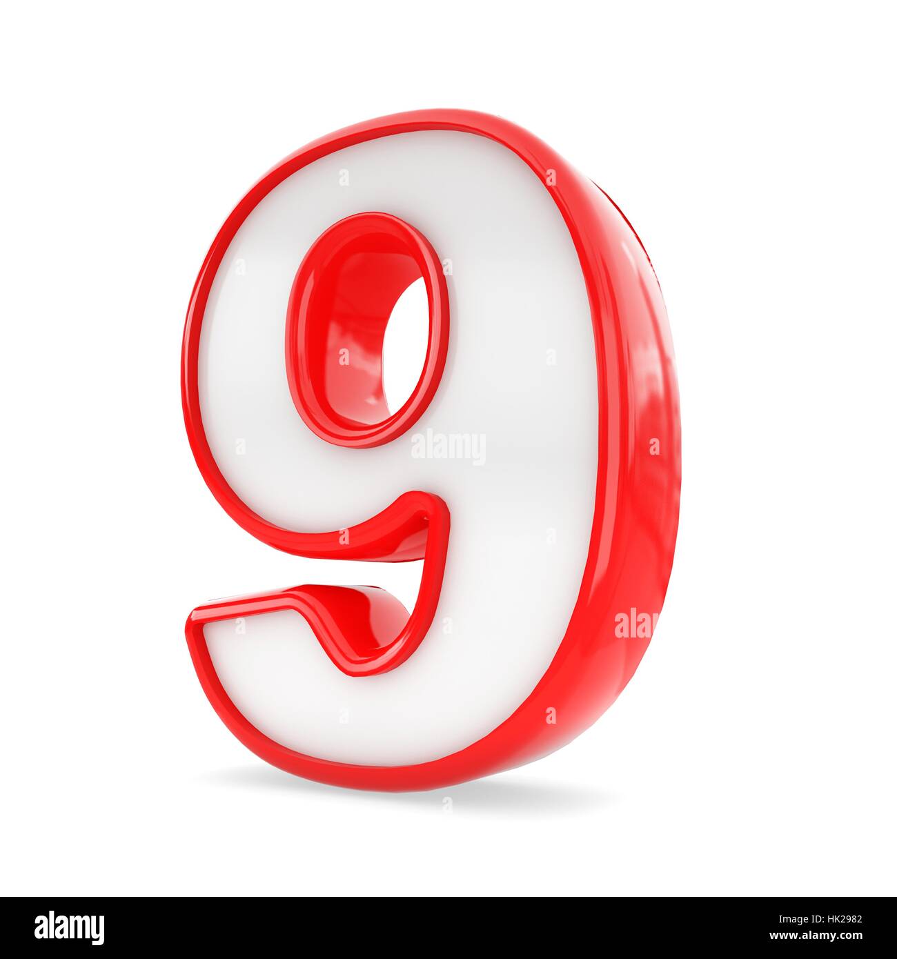 3d red and white plastic number 9 nine isolated white background Stock ...