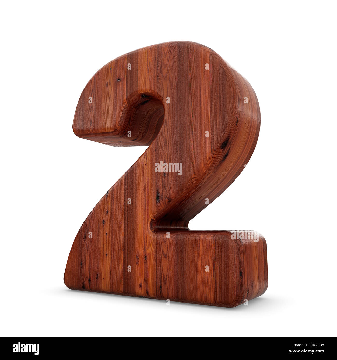 3d wood material number 2 two isolated white background Stock Photo - Alamy