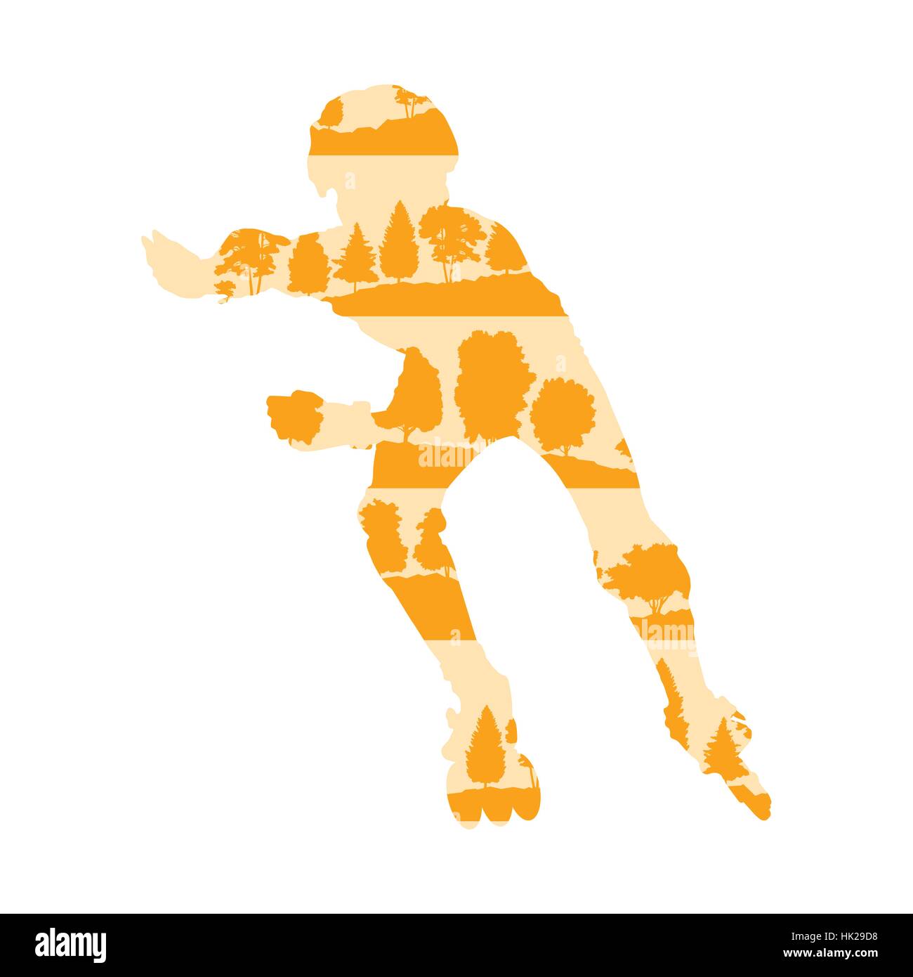 Inline skating vector background concept made of forest trees fragments ...