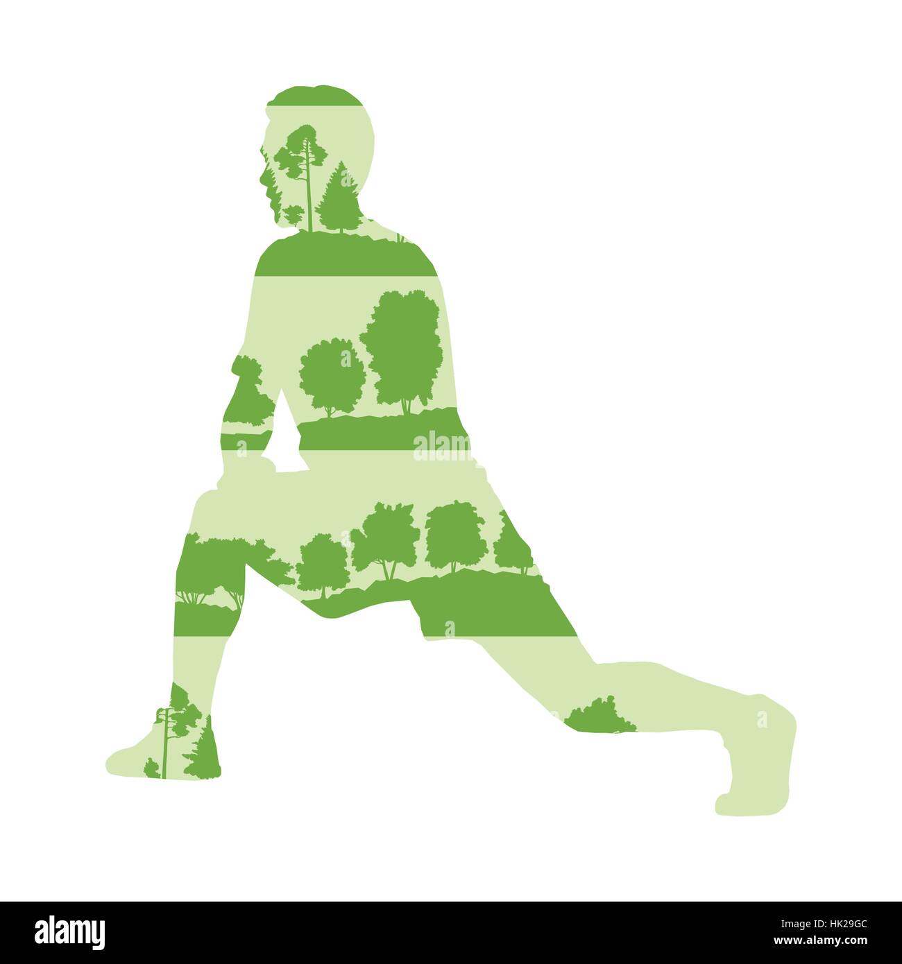 Man stretching body and warming up vector background concept made of ...