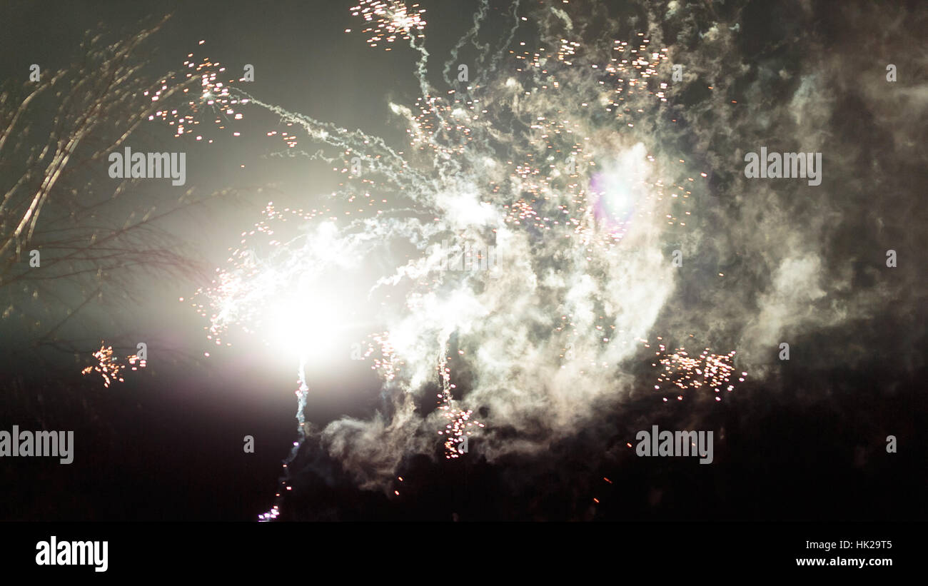 powerful fireworks in the night sky Stock Photo - Alamy
