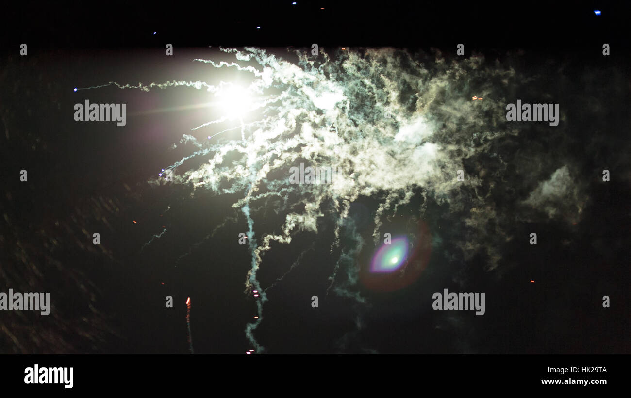 powerful fireworks in the night sky Stock Photo - Alamy