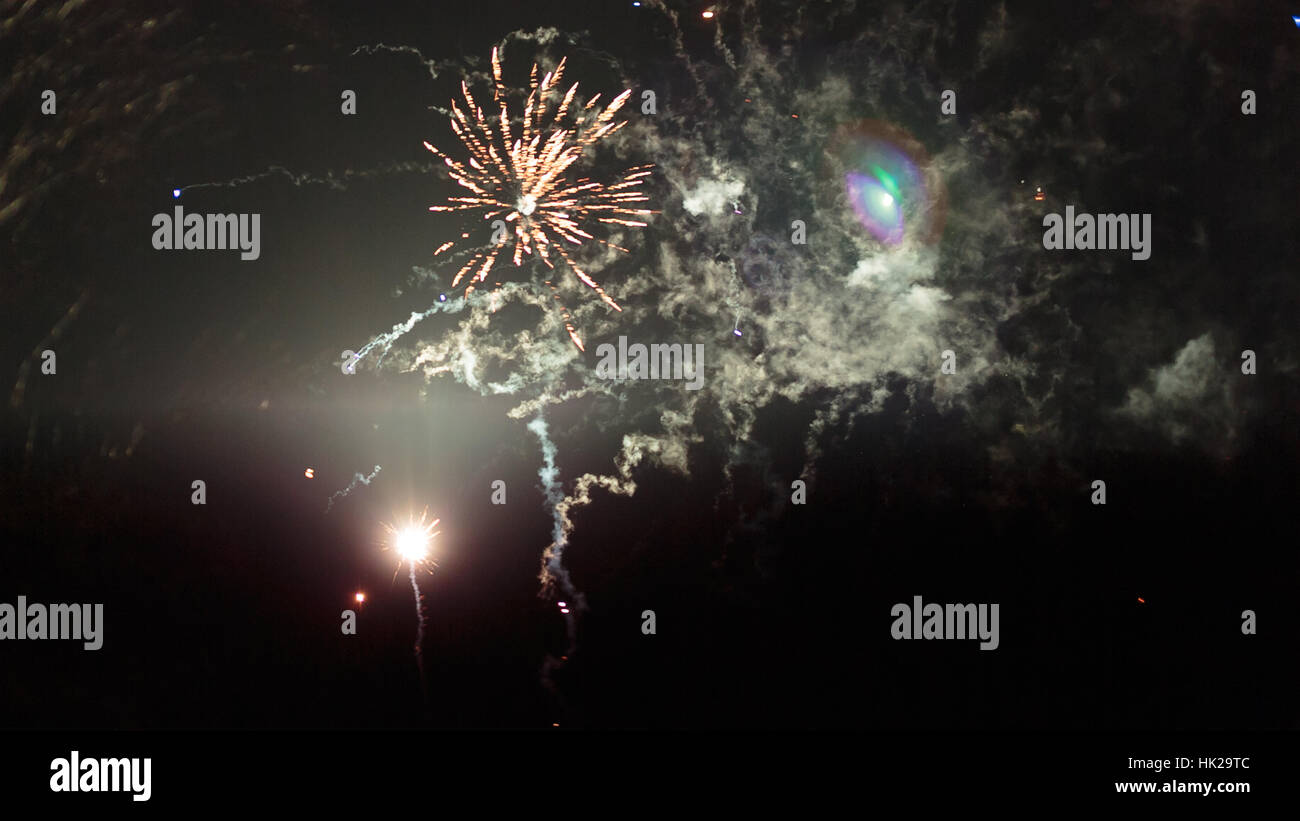 powerful fireworks in the night sky Stock Photo - Alamy