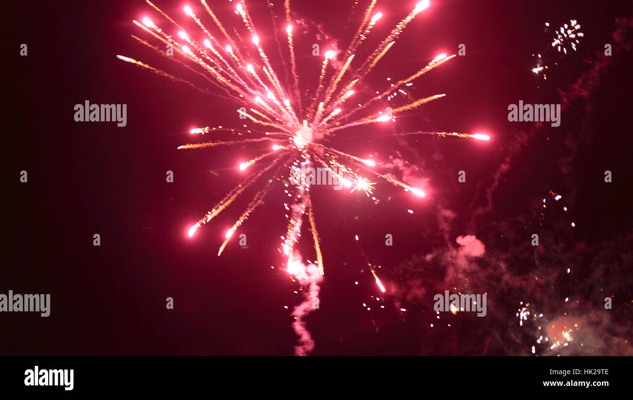 powerful fireworks in the night sky Stock Photo - Alamy