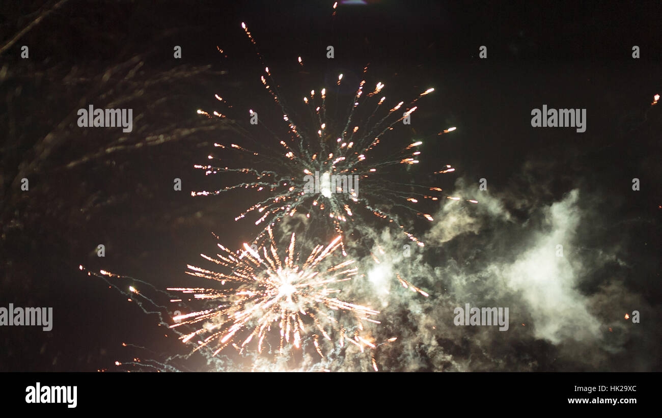 powerful fireworks in the night sky Stock Photo - Alamy