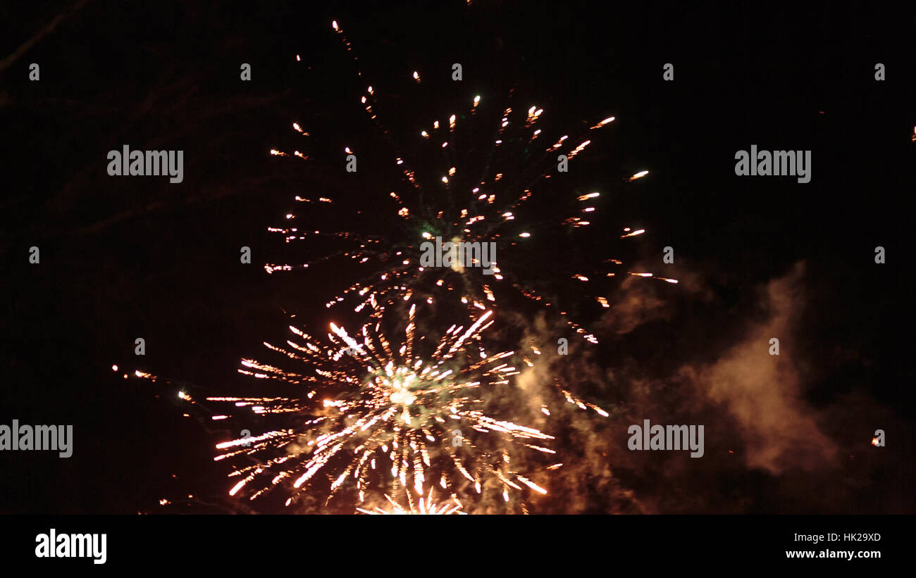 powerful fireworks in the night sky Stock Photo - Alamy