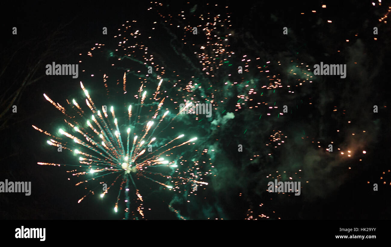 powerful fireworks in the night sky Stock Photo - Alamy