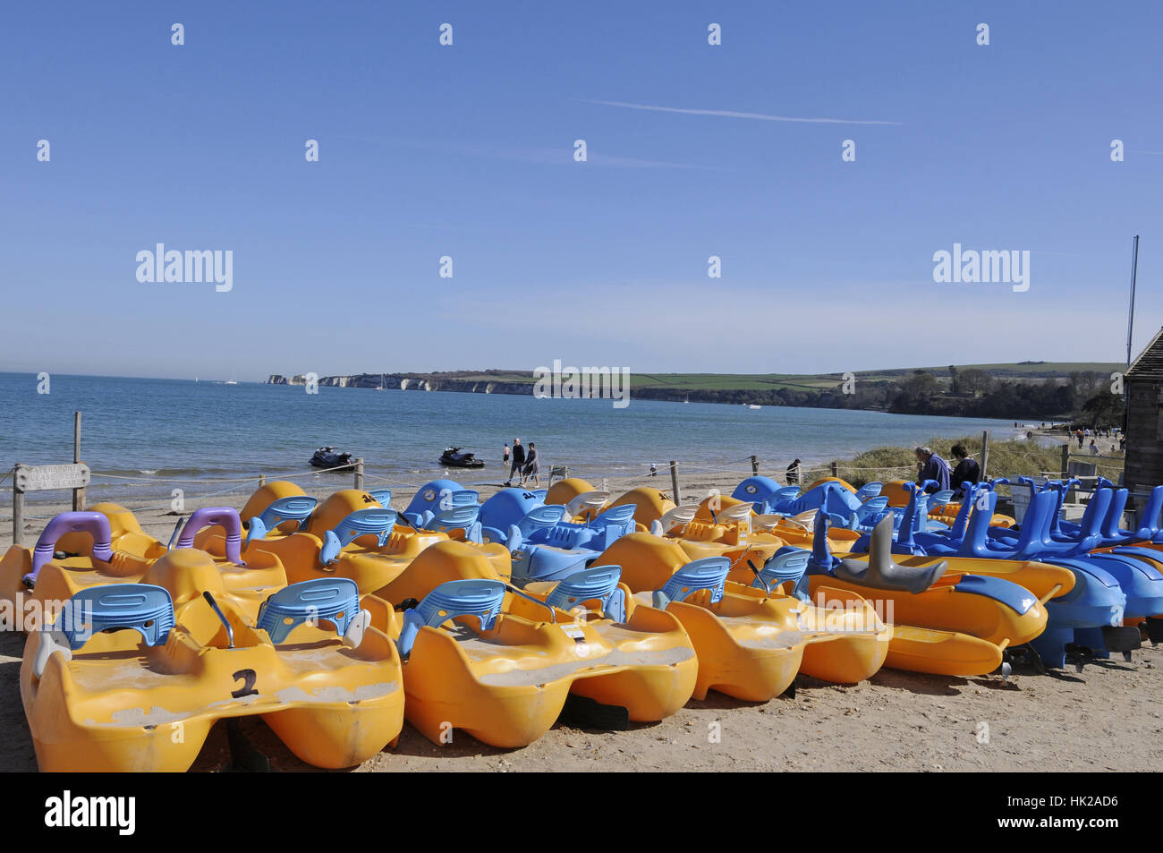 Knoll beach on Studland Bay with Old Harry Rocks in background Isle of ...