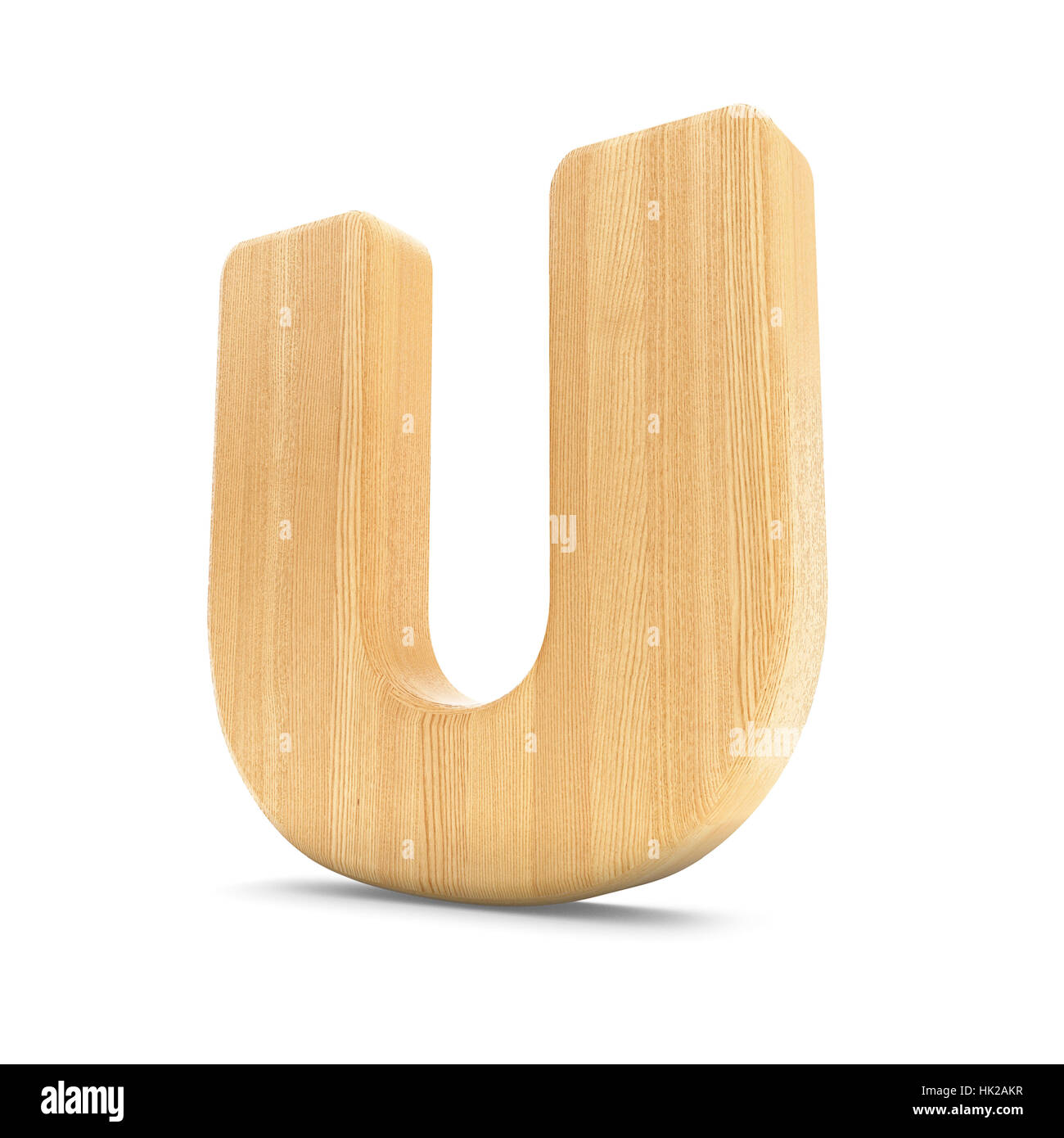 3d wood material U letter isolated white background Stock Photo - Alamy