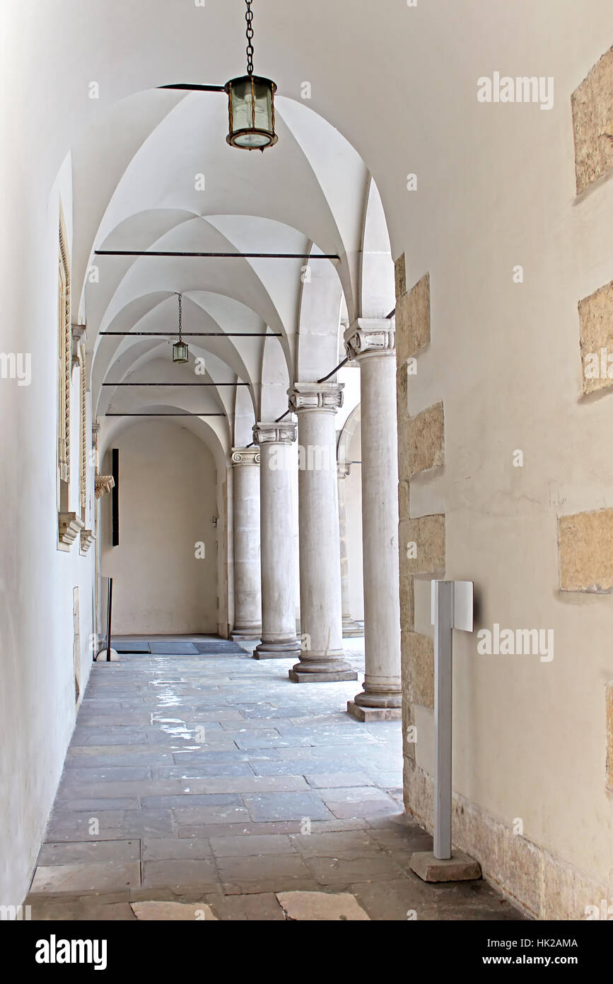 Row of columns in Royal Wawel Castle, Krakow, Poland Stock Photo - Alamy