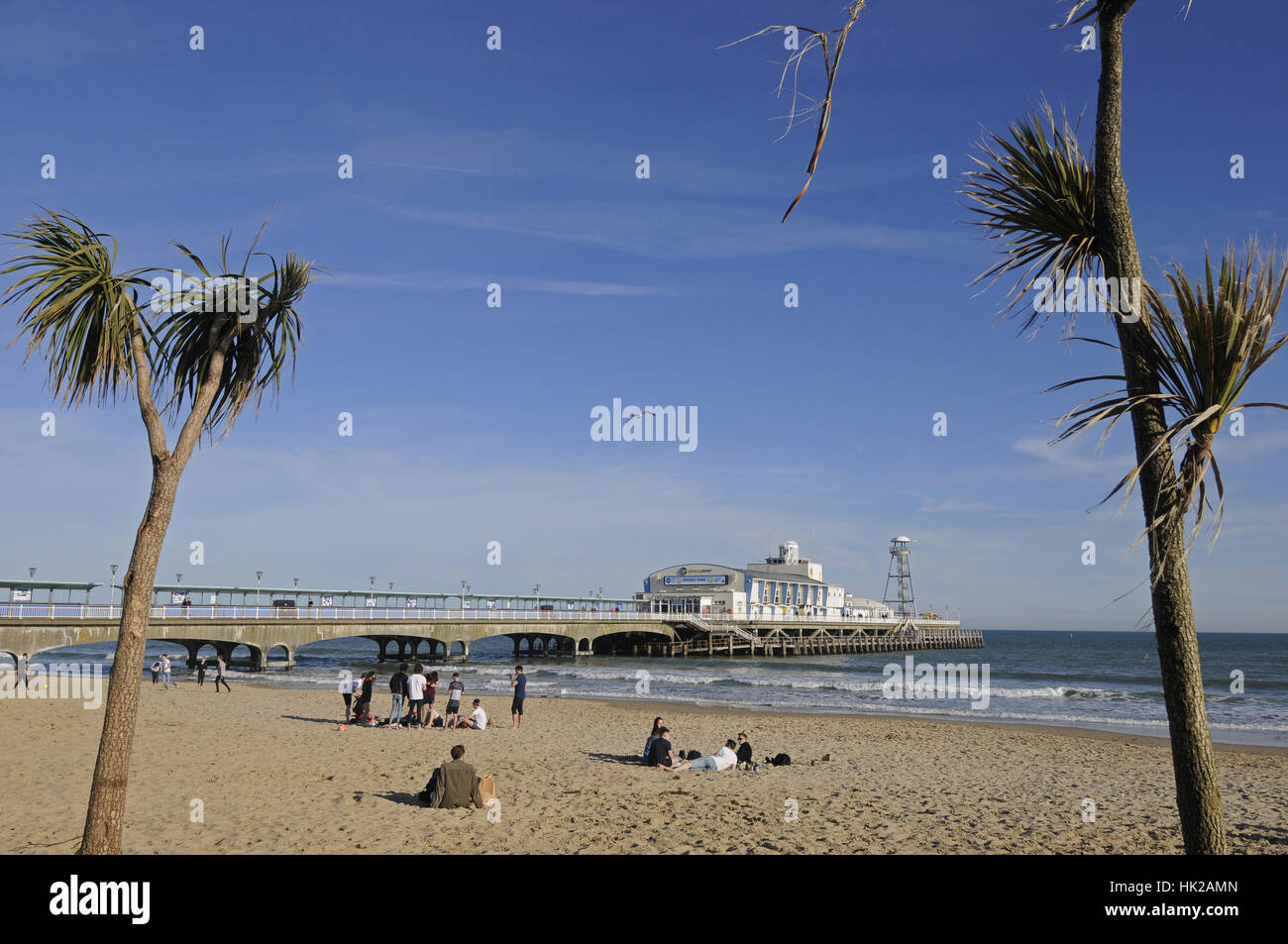 Bournemouth Beach and Pier Springtime Bournemouth Dorset England Stock ...