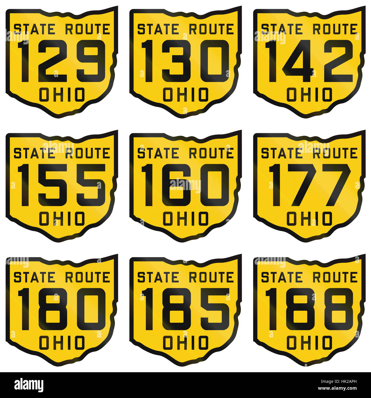 Collection of historic Ohio Route shields from 1920 used in the United ...