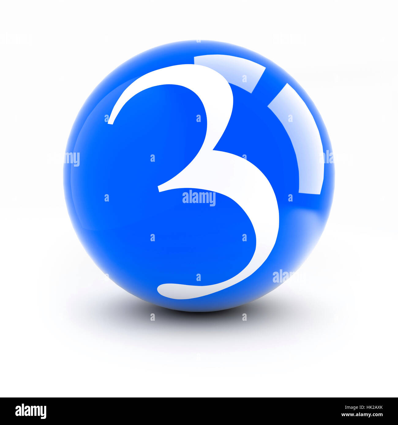 Number 3 on a bright red balls with reflections isolated on white Stock ...