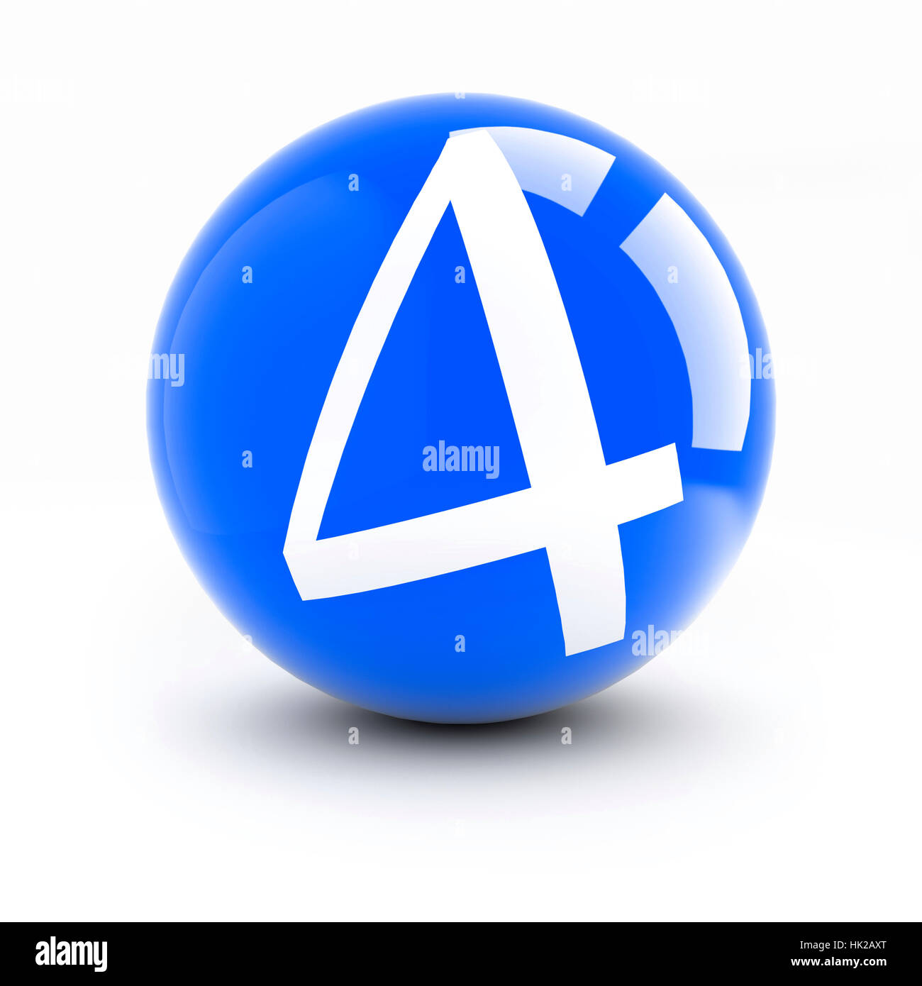 Number 4 on a bright red balls with reflections isolated on white Stock ...