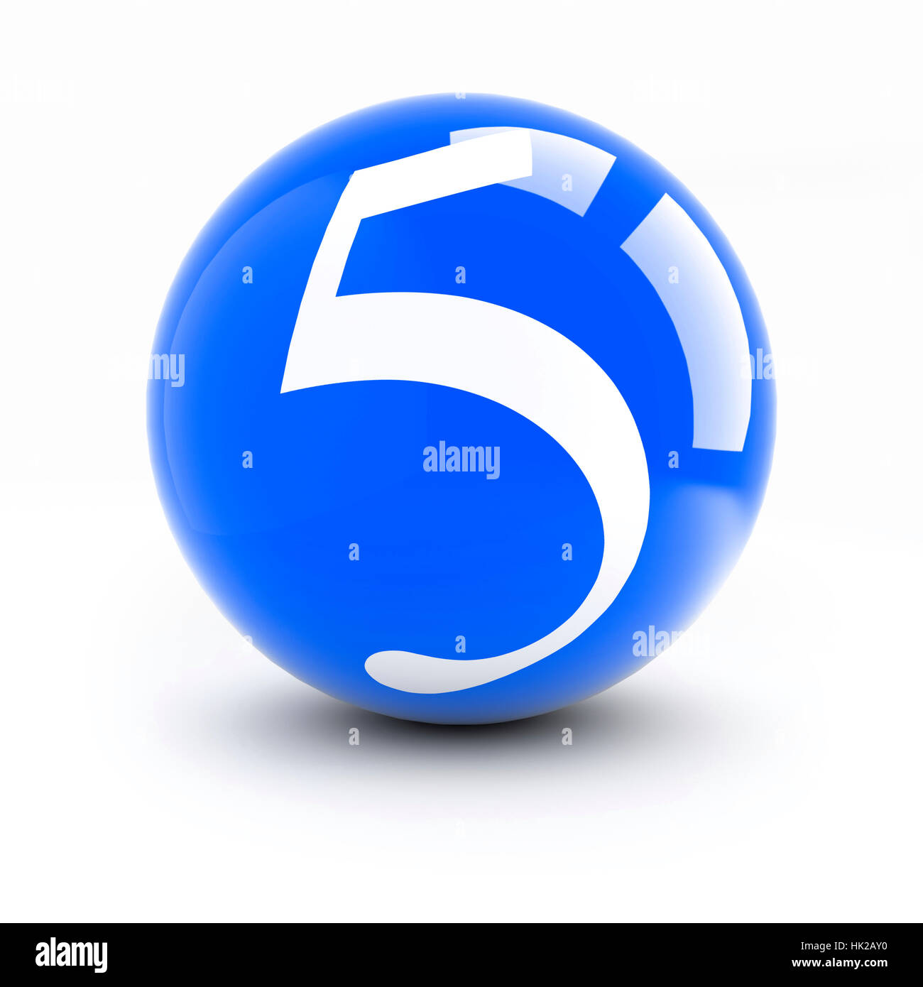 Number 5 on a bright red balls with reflections isolated on white Stock ...