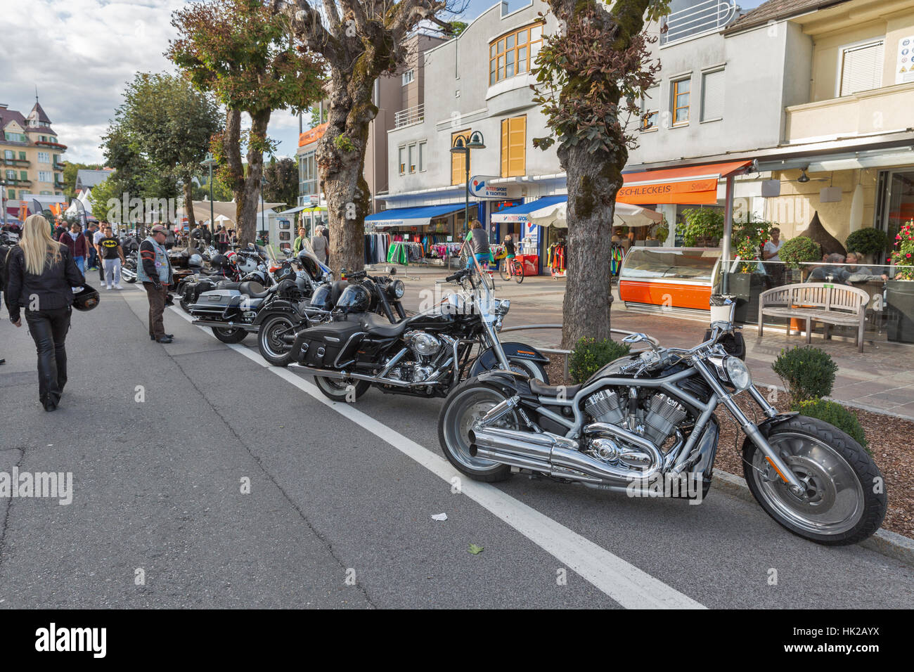 Bikers from all over Europe during annual Velden European Bike Week ...