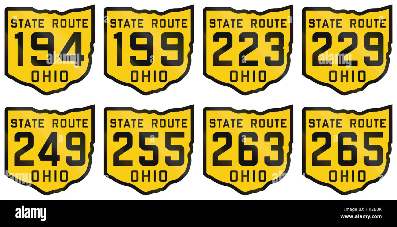 Collection of historic Ohio Route shields from 1920 used in the United ...