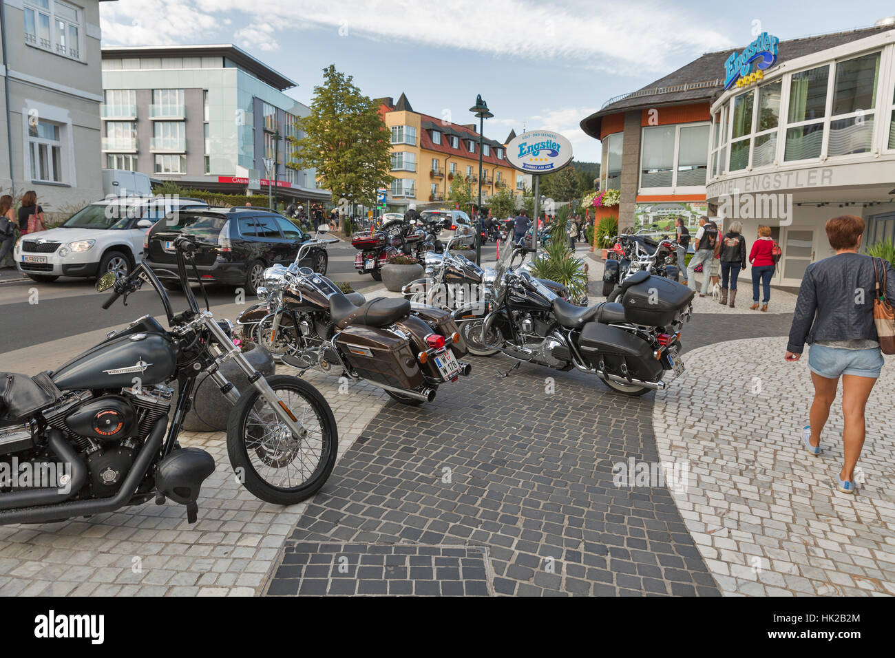 Bikers from all over Europe during annual European Bike Week festival ...