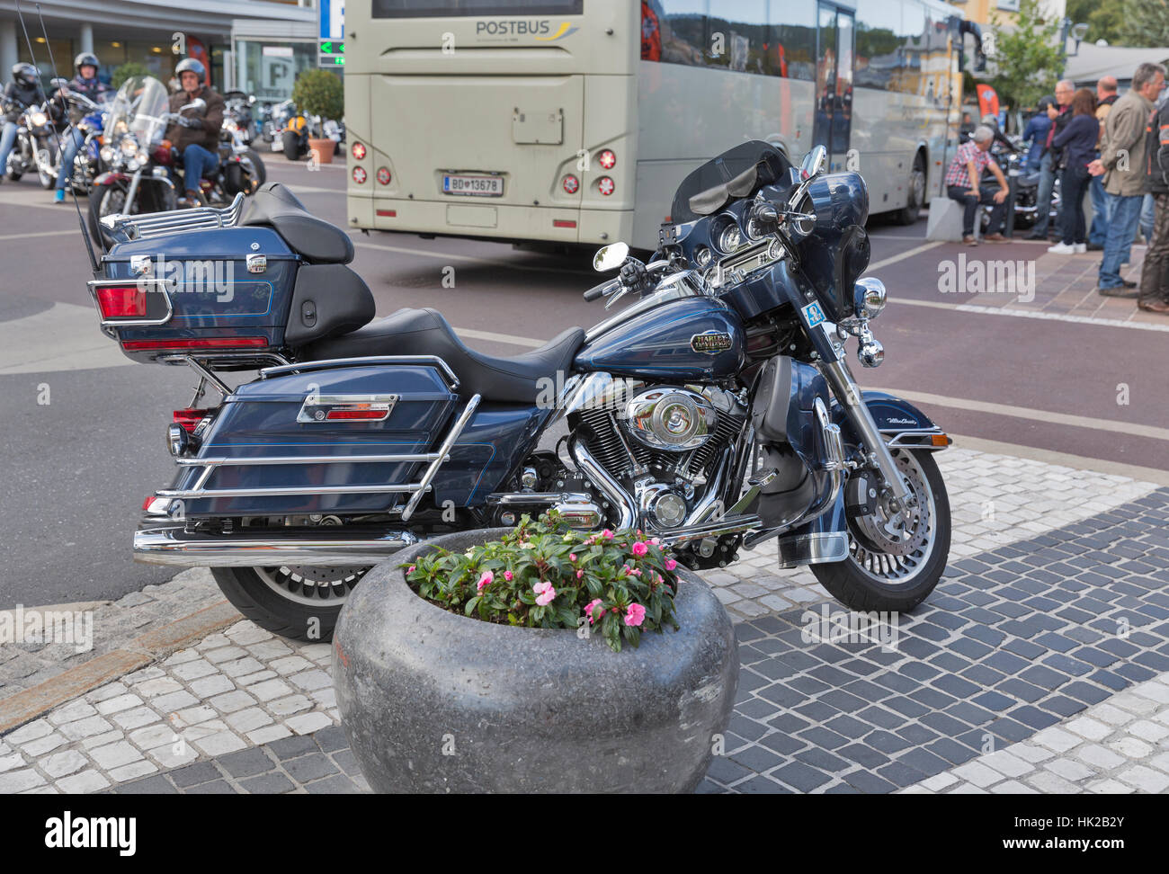 Bikers from all over Europe during annual European Bike Week festival ...