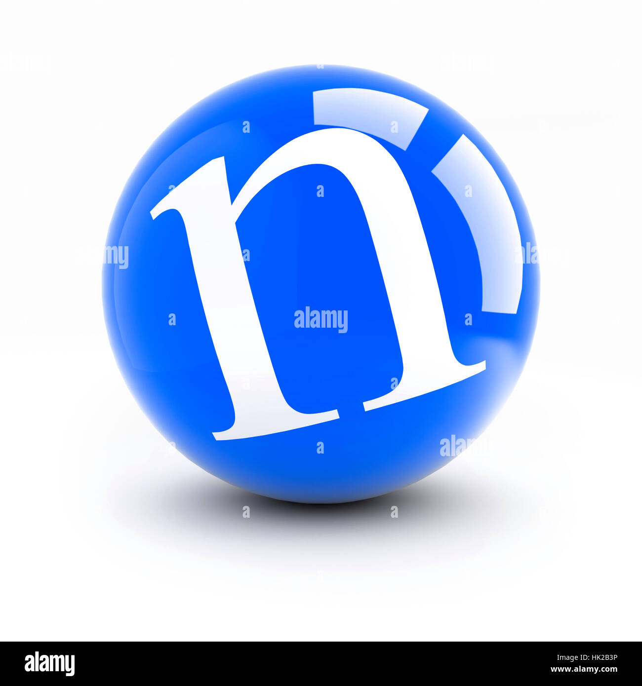 Letter n on a bright red balls with reflections isolated on white Stock ...