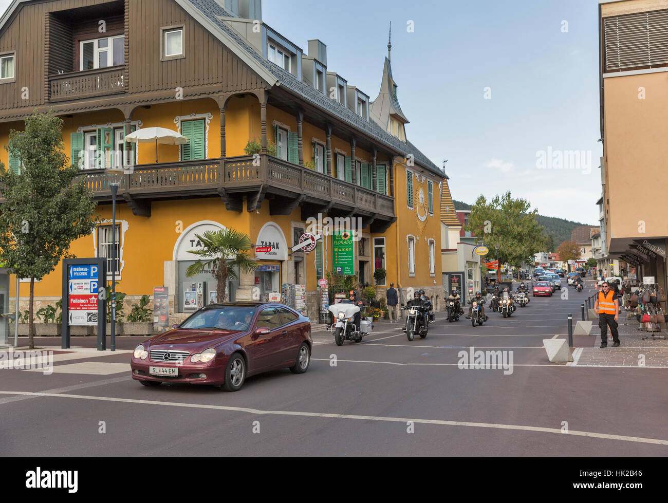 Bikers from all over Europe during annual European Bike Week festival ...