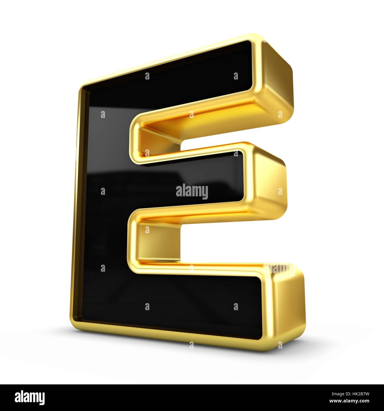 3d gold and black metal letter E isolated white background Stock Photo ...