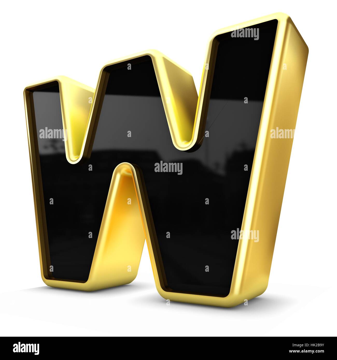 3d gold and black metal letter W isolated white background Stock Photo ...
