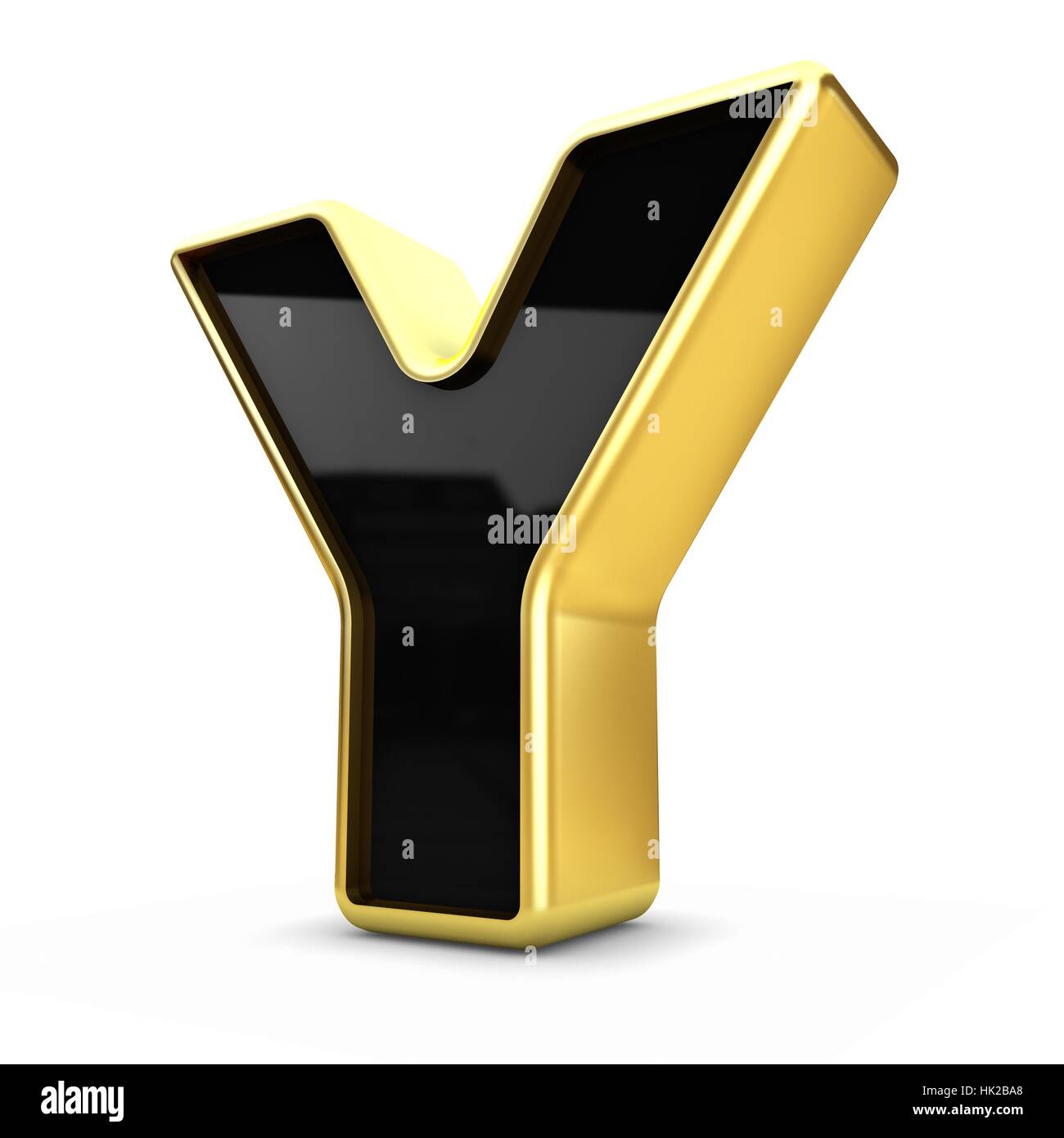3d gold and black metal letter Y isolated white background Stock Photo ...