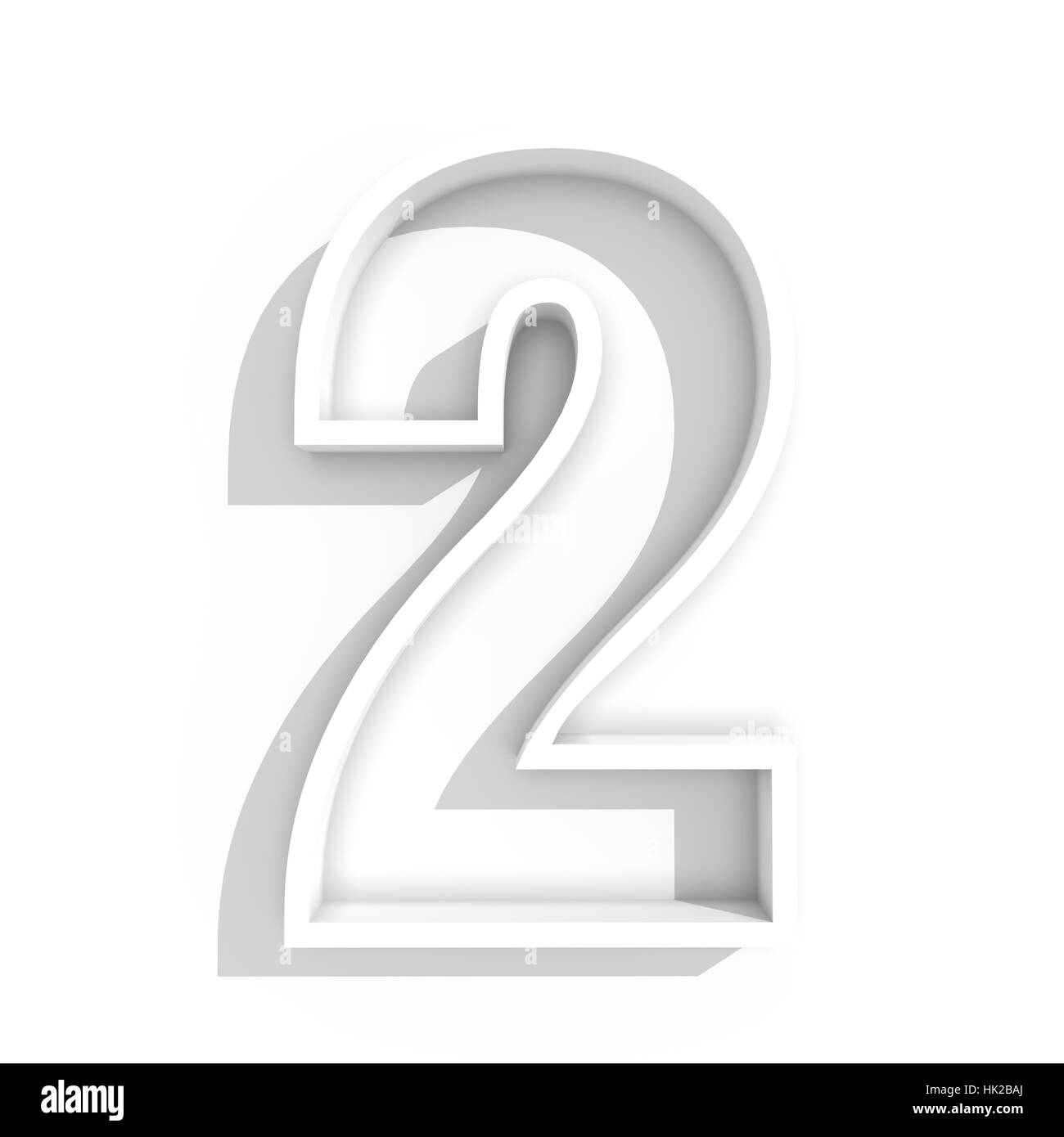 3d white isolated number 2 two in white background with shadow Stock ...