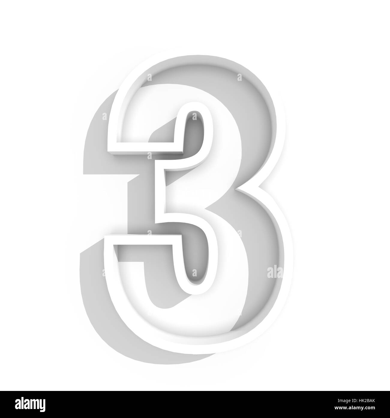 3d white isolated number 3 three in white background with shadow Stock ...