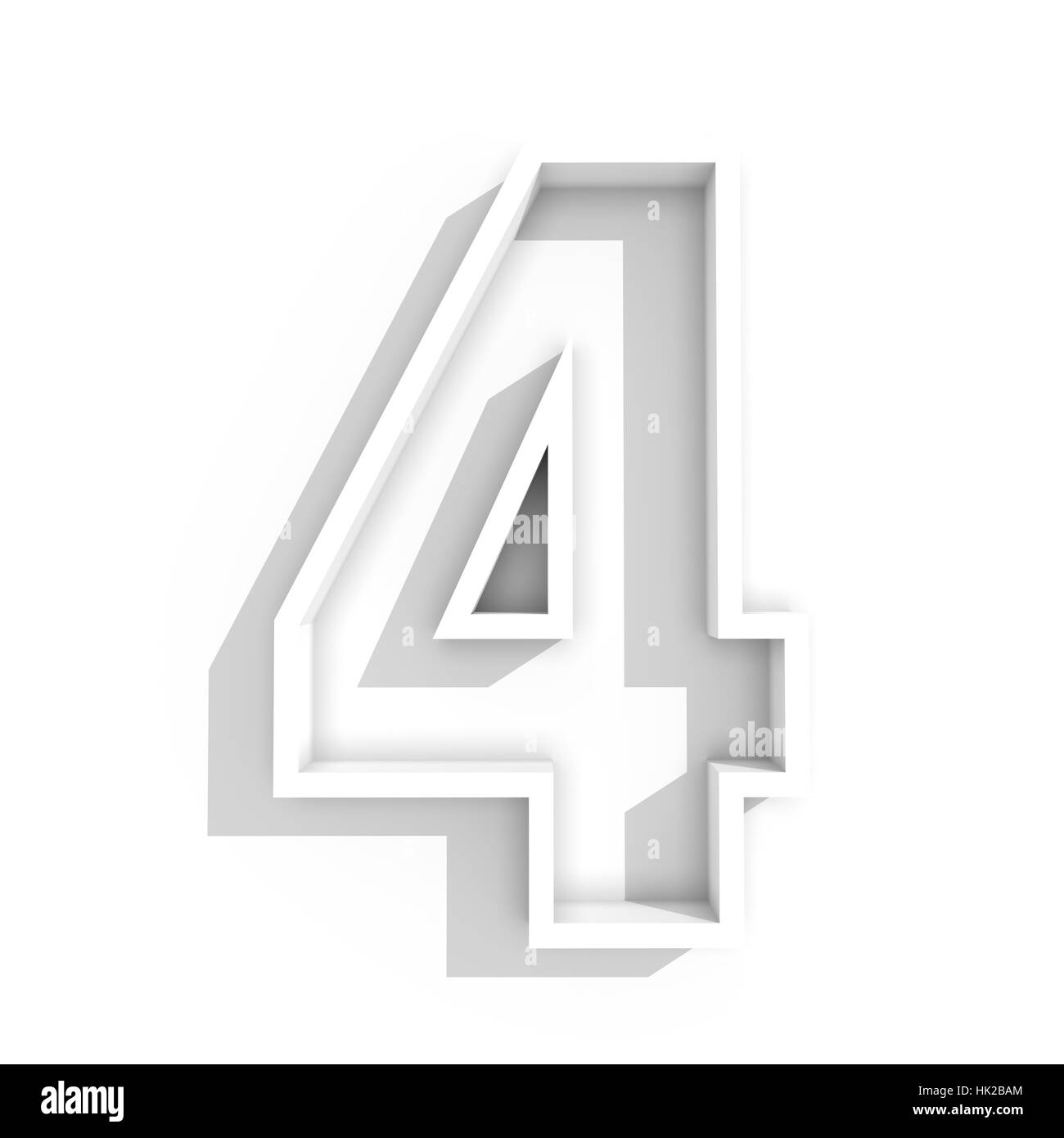 3d white isolated number 4 four in white background with shadow Stock ...