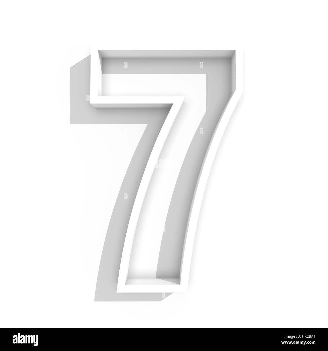3d white isolated number 7 seven in white background with shadow Stock ...