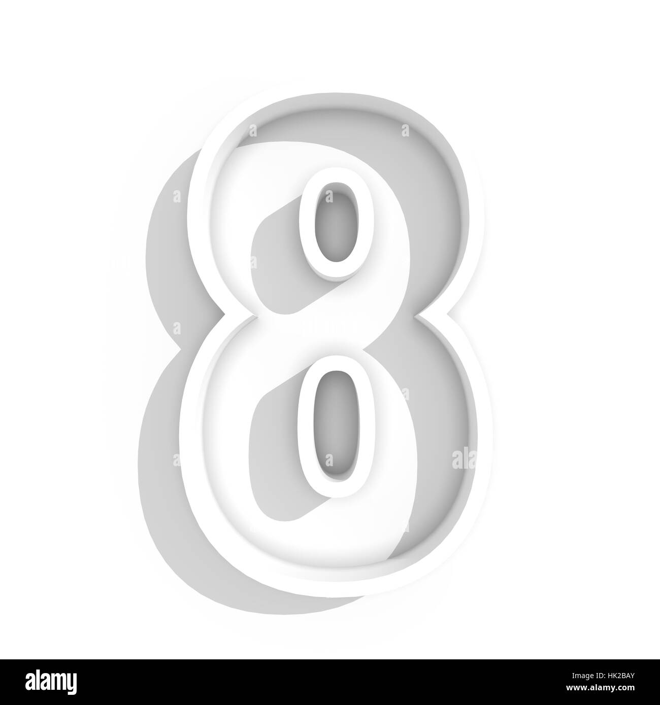3d white isolated number 8 eight in white background with shadow Stock ...