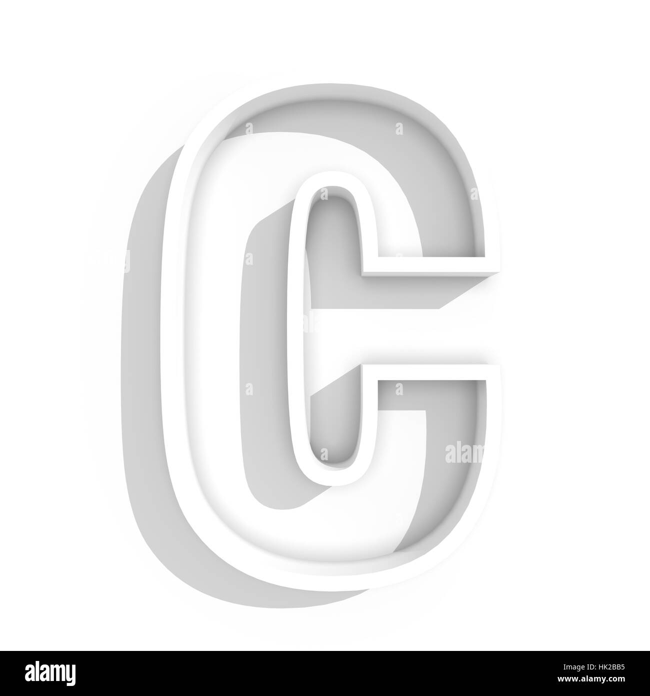 3d white isolated letter C in white background with shadow Stock Photo ...