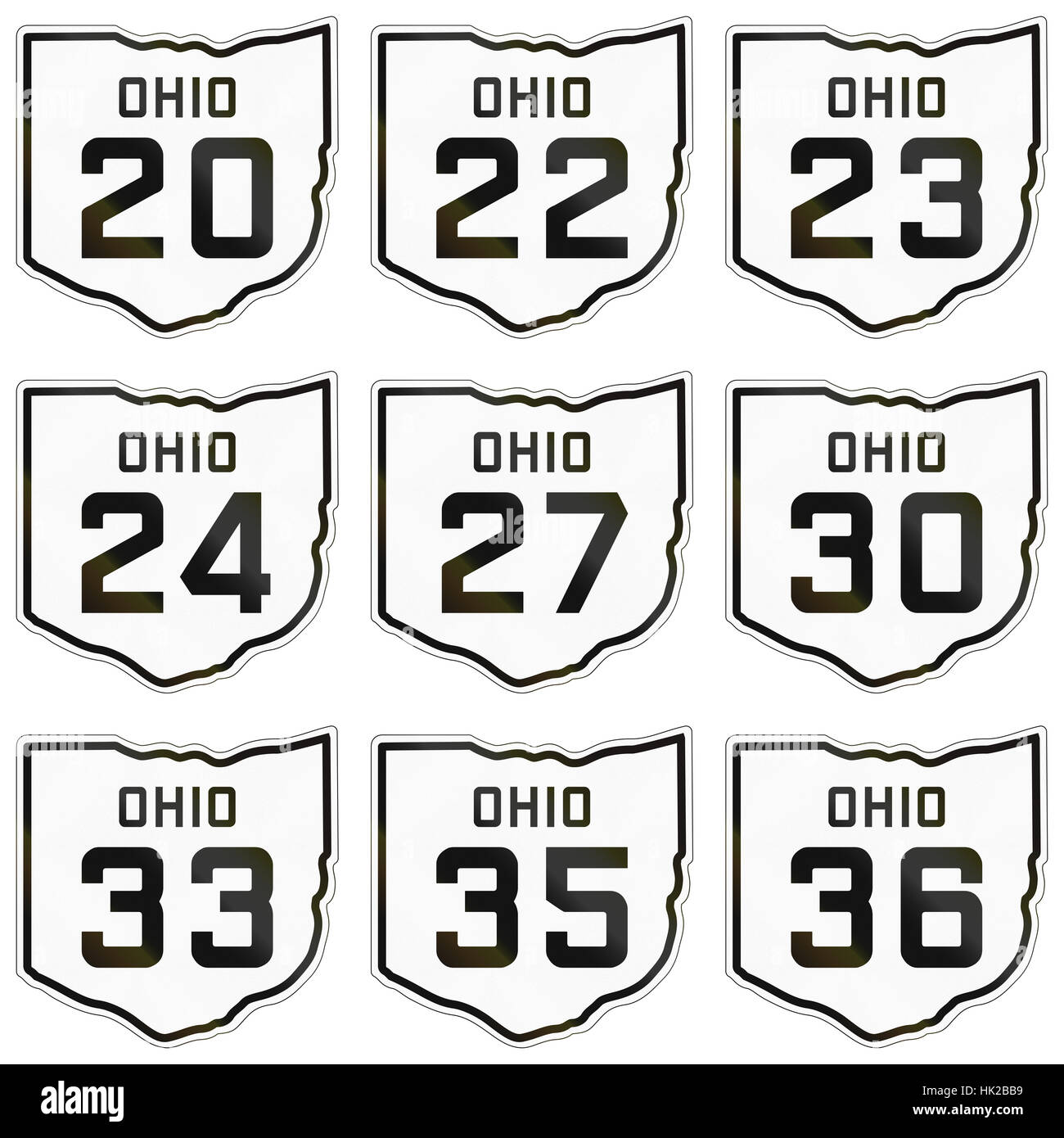 Collection of historic Ohio Route shields used in the United States ...