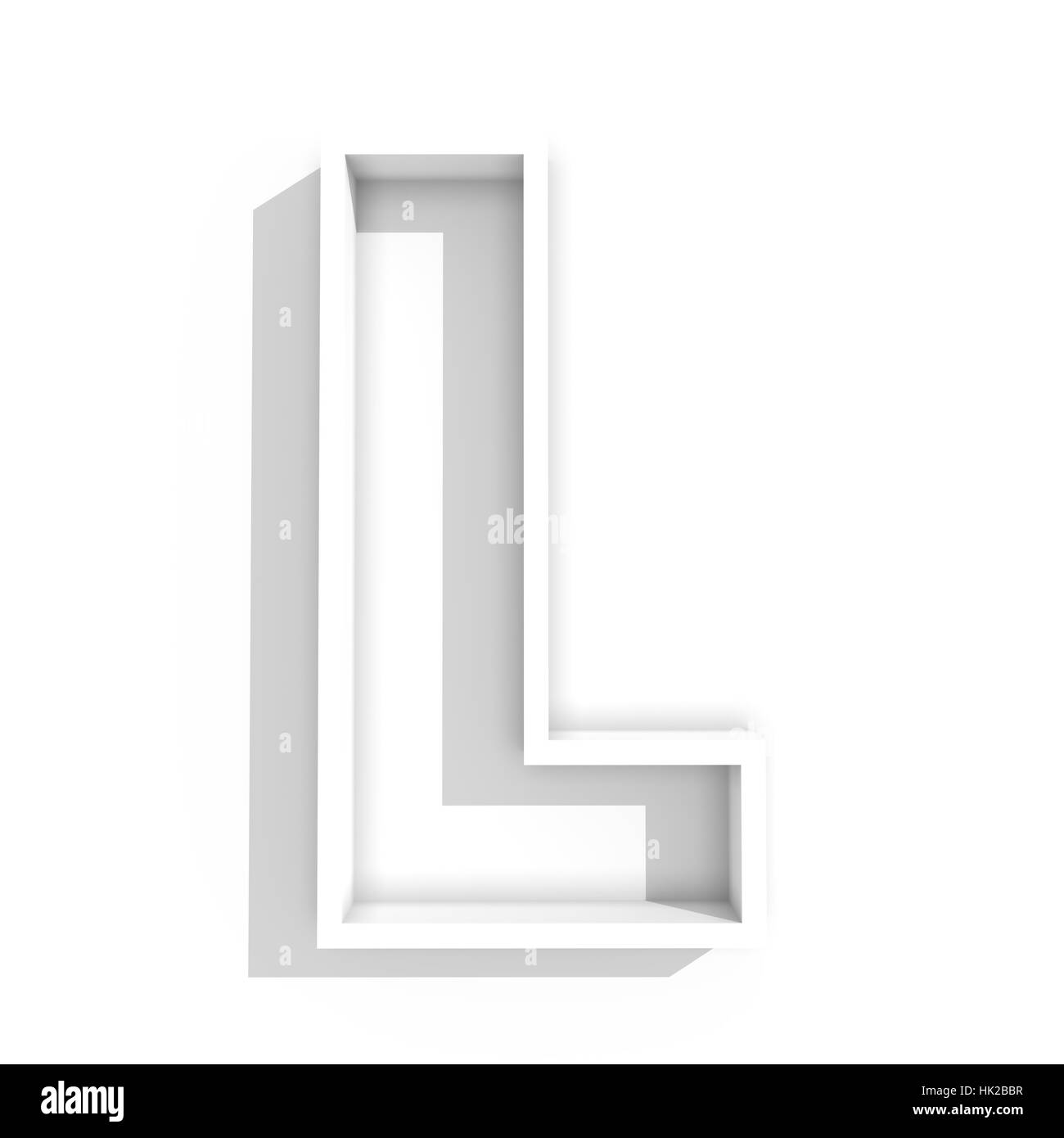 3d white isolated letter L zero in white background with shadow Stock ...