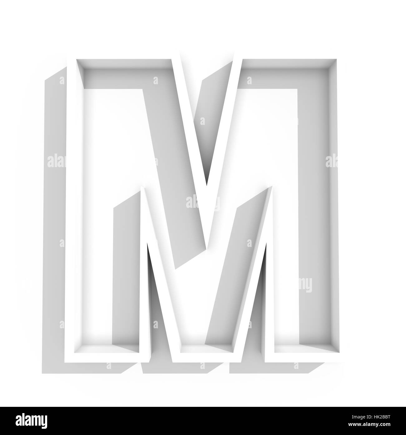 3d white isolated letter M in white background with shadow Stock Photo ...