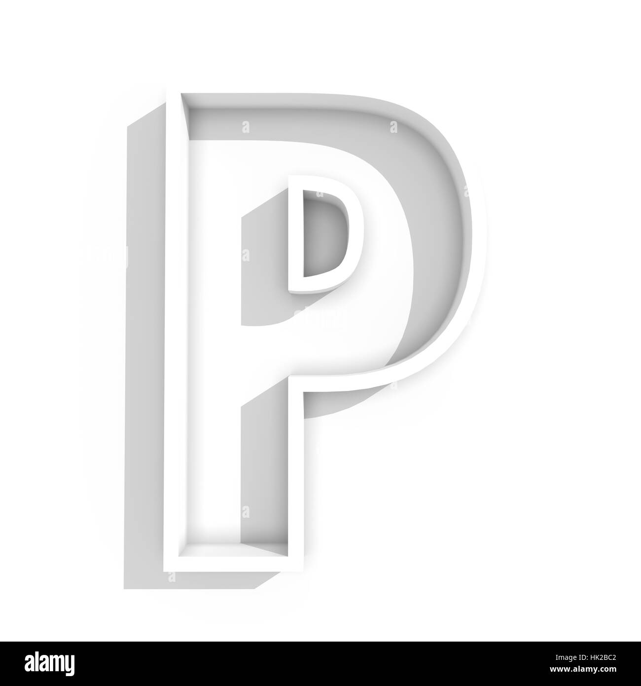 3d white isolated letter P in white background with shadow Stock Photo ...