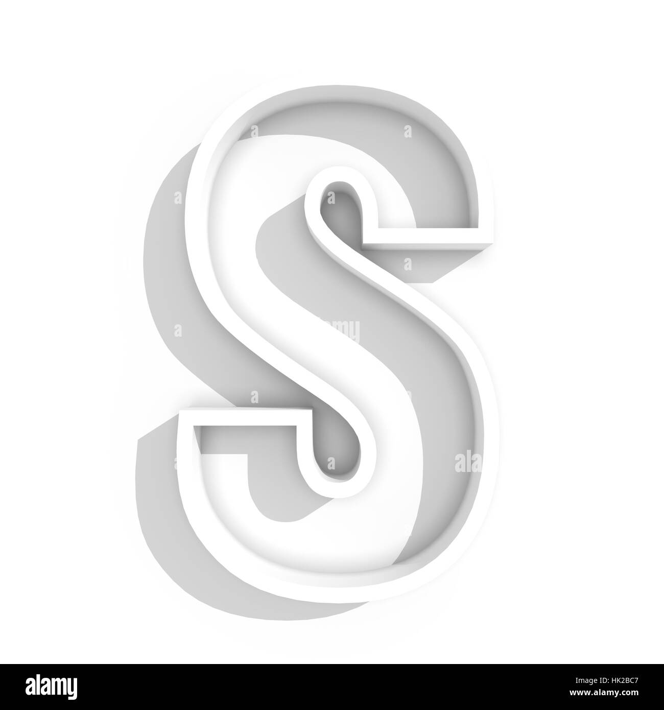 3d white isolated letter S in white background with shadow Stock Photo ...