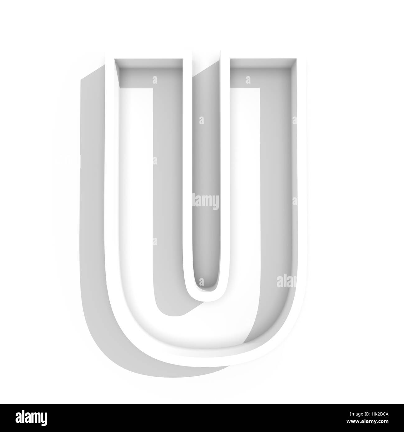 3d white isolated letter U in white background with shadow Stock Photo ...