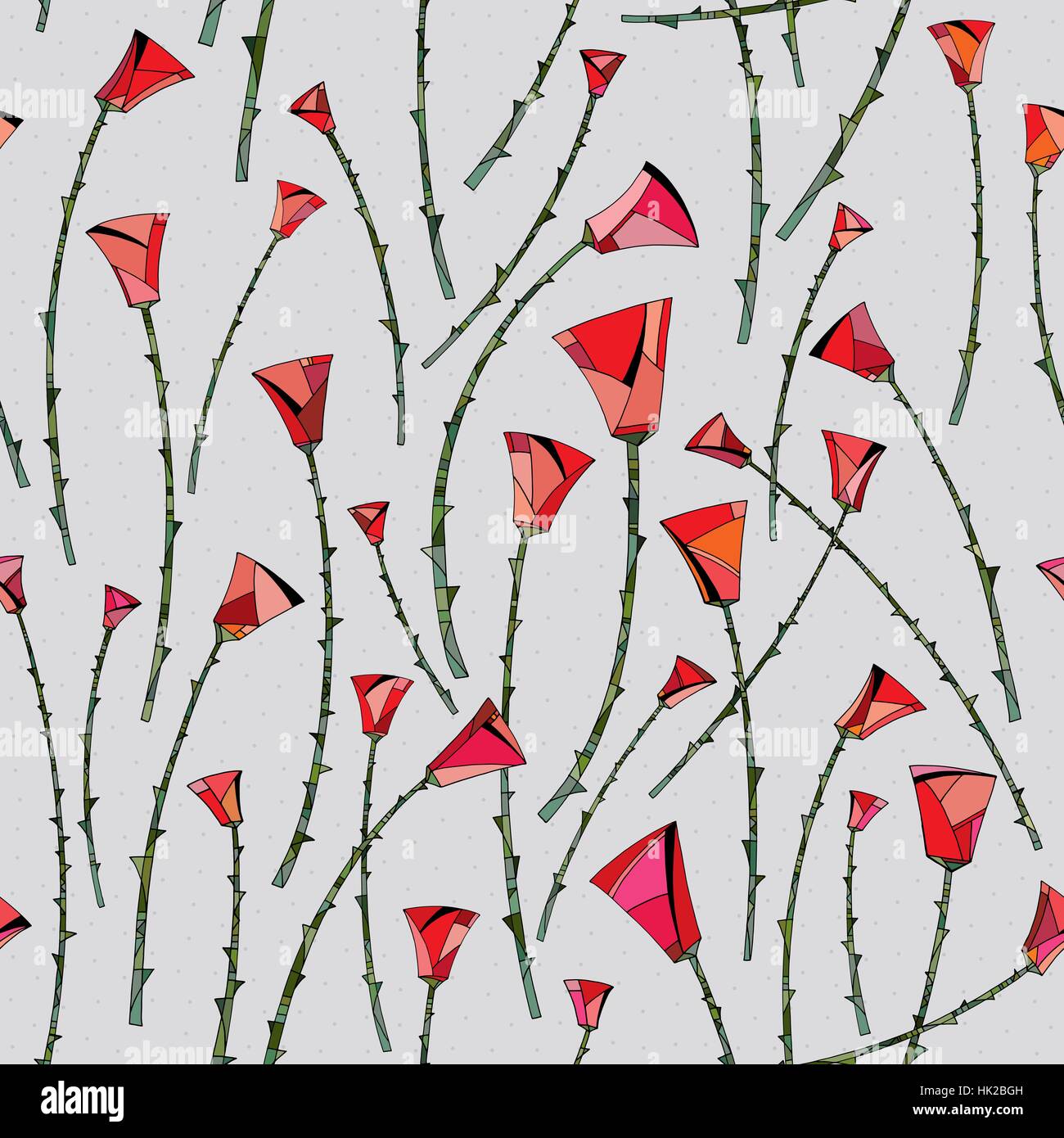 Abstract roses pattern. Floral seamless background. Stylized flowers ...