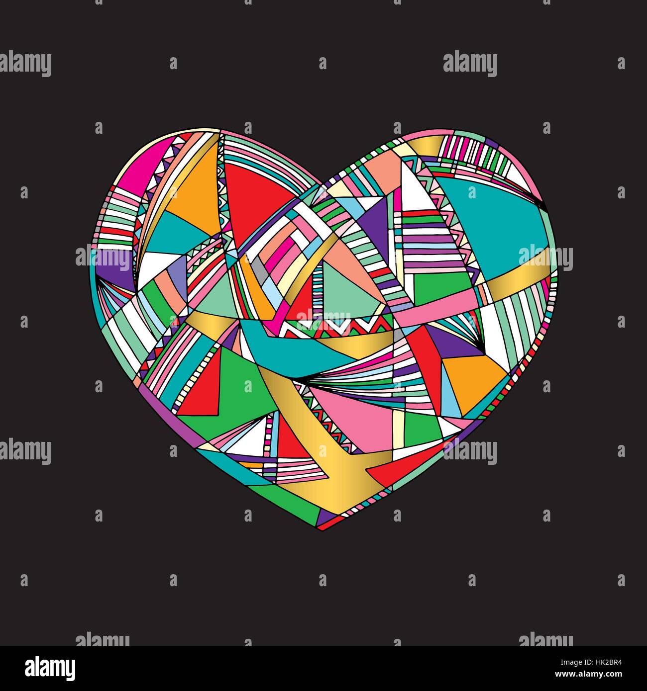 Hearts hand drawn vector background. Abstract stylized love ...