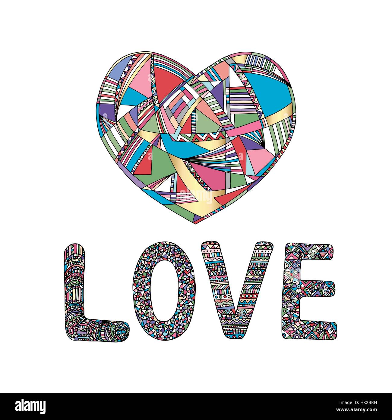 Hearts hand drawn vector background. Abstract stylized love ...