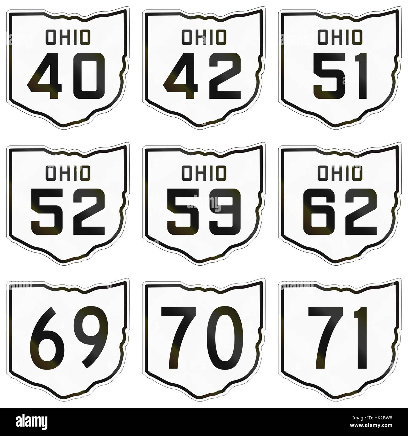 Collection of historic Ohio Route shields used in the United States ...