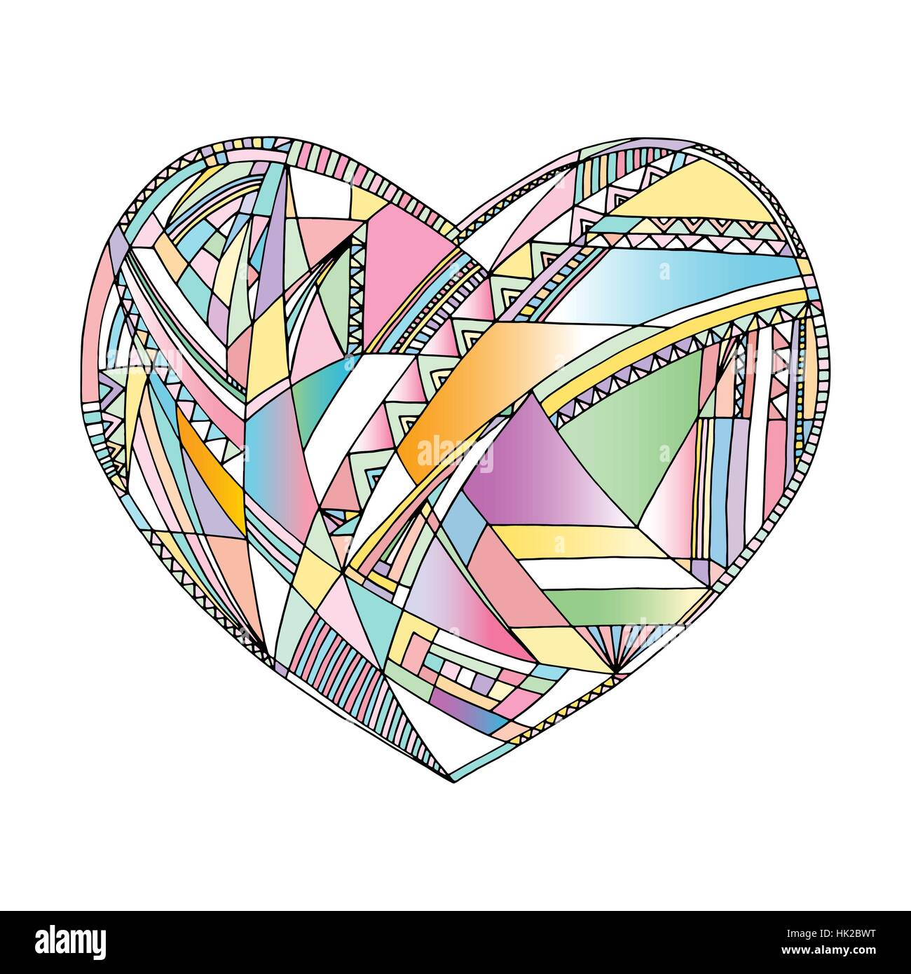 Hearts hand drawn vector background. Abstract stylized love ...