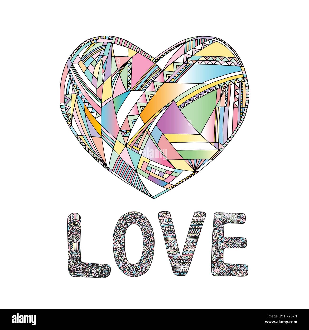 Hearts hand drawn vector background. Abstract stylized love ...