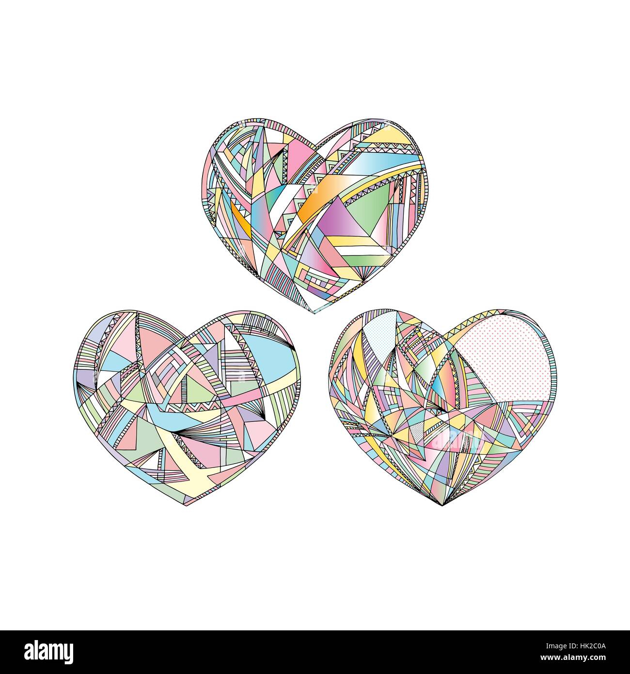 Hearts hand drawn vector background. Abstract stylized love ...