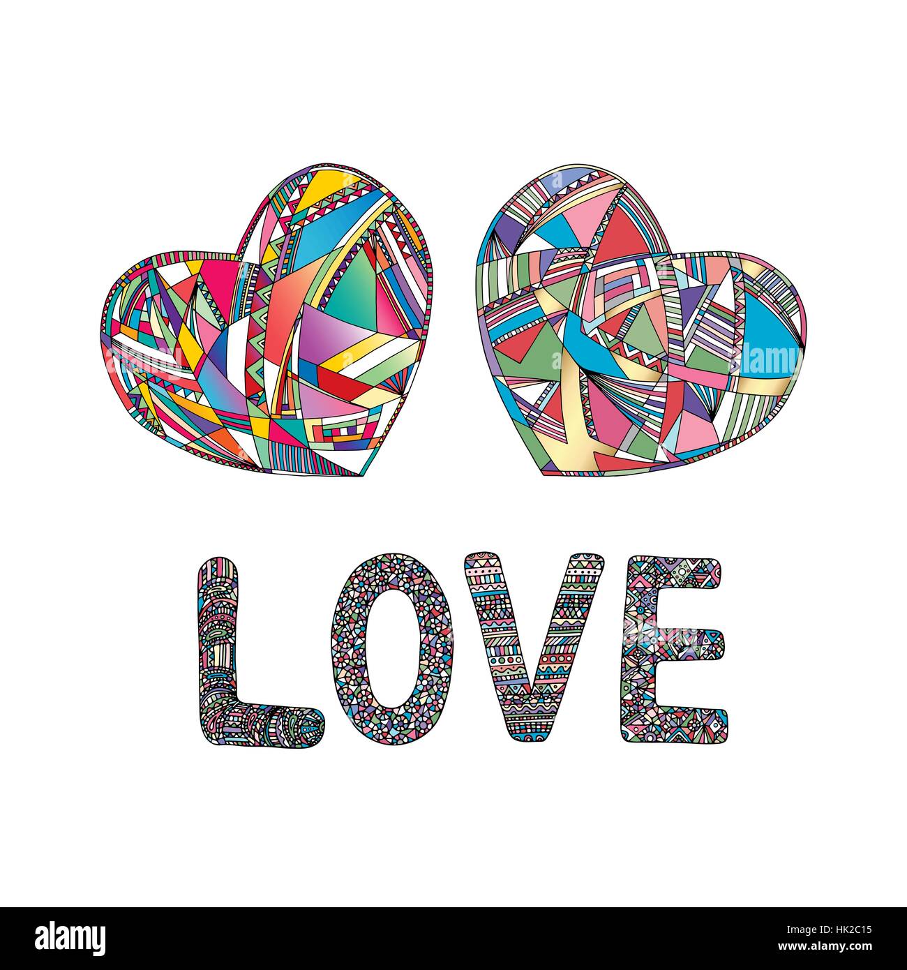 Hearts hand drawn vector background. Abstract stylized love ...