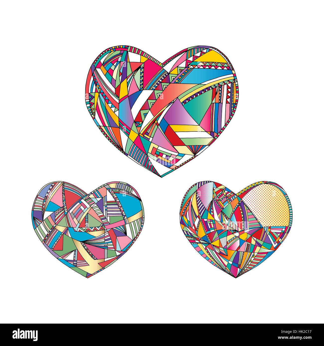 Hearts hand drawn vector background. Abstract stylized love ...