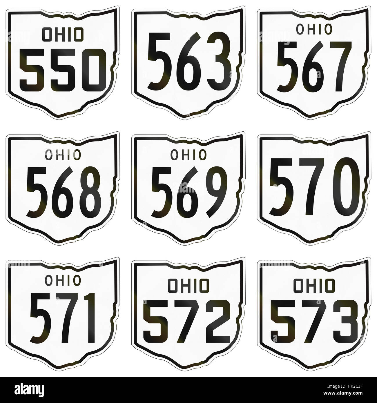 Collection of historic Ohio Route shields used in the United States ...